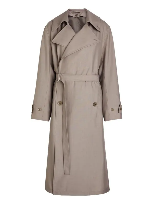 LEMAIRE Belted Woven Trench Coat - Taupe