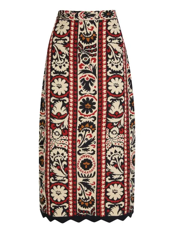 Farm Rio Jacquard Knit Midi Skirt - Multicoloured