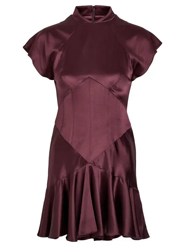 DE LA VALI Alizee Panelled Silk-blend Mini Dress - Burgundy