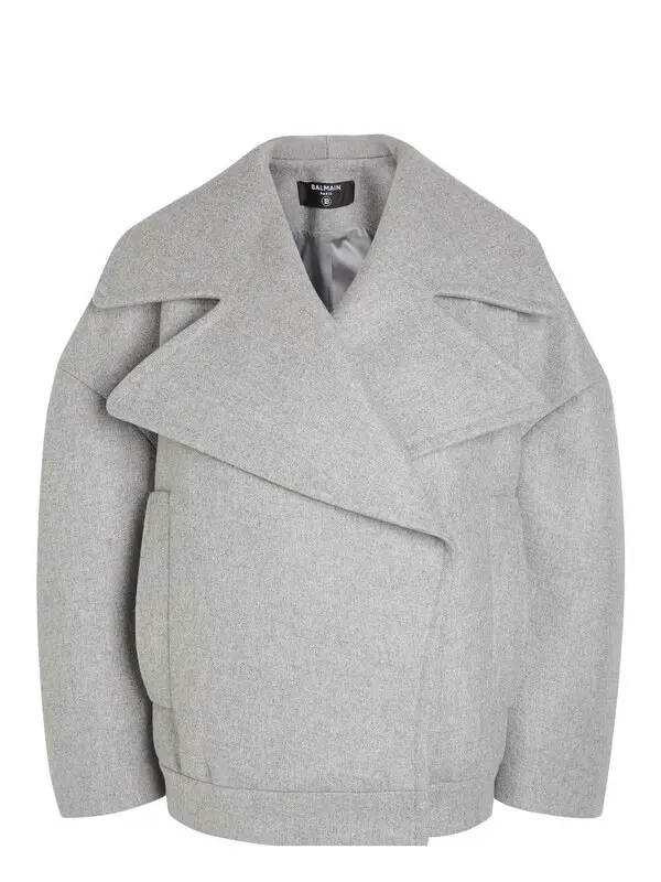 Balmain Wool And Cashmere-blend Coat - Grey
