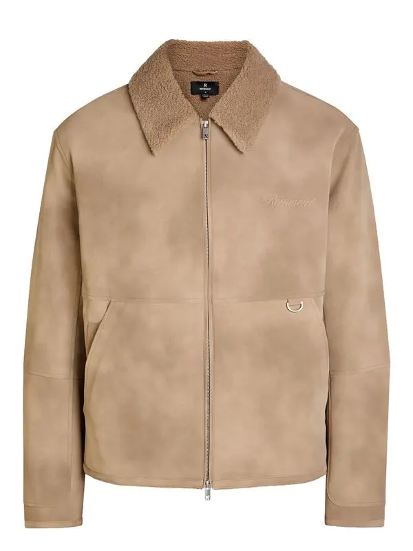 REPRESENT Logo-embossed Faux Shearling Jacket - Beige