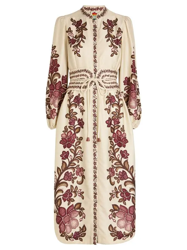 Farm Rio Renata Floral-print Twill Midi Dress - White