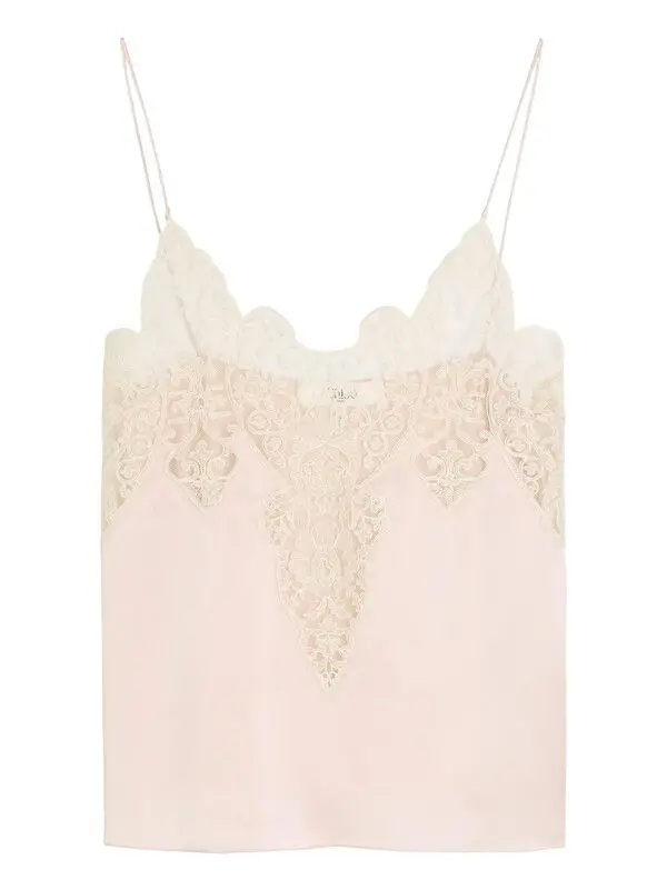 Chloé Lace-trim Silk Camisole Top - Light Pink