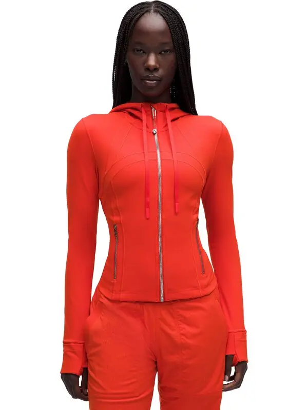 Lululemon Define Cropped Hooded Jacket - Cherry Ember/mirror Silver/mirror Silver