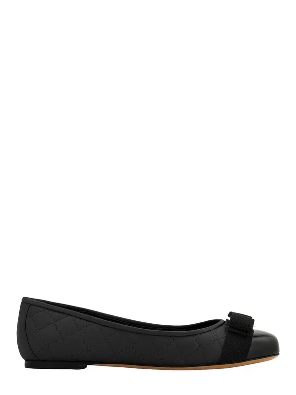 FERRAGAMO Quilted Varina Ballet Flat - Black