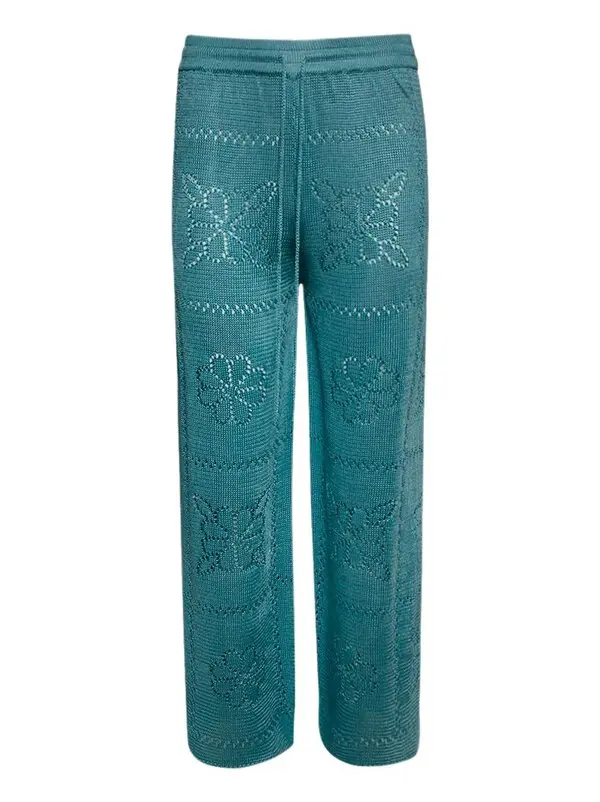 Calle Del Mar Floral Tile Wide Leg Pants - Blue