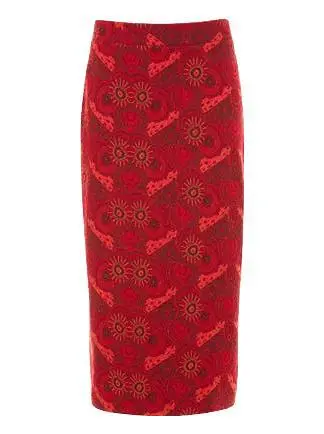 KAHINDO Knit Jacquard Banjul Skirt - Red