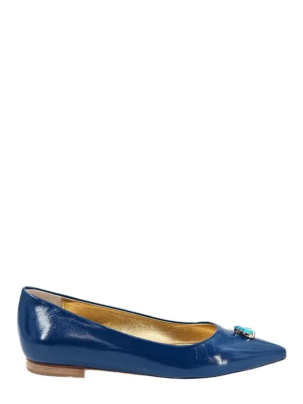 MADISON MAISON Maira Pointy Ballet Flats With Jewel - Blue