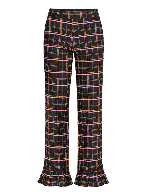 UNTITLED IN MOTION Callum Straight-leg Ruffle Pant - Viv Plaid