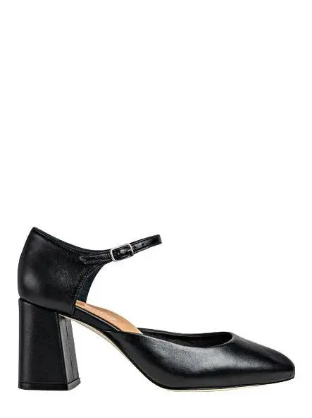 JOAN OLOFF SHOES Sally Leather Mary Jane Pump - Black
