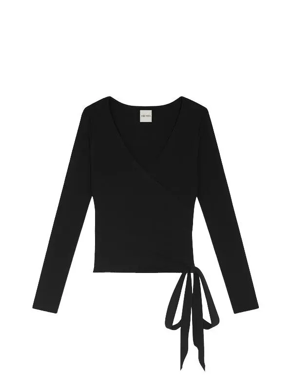VIR VITA Margot Wrap Top - Black