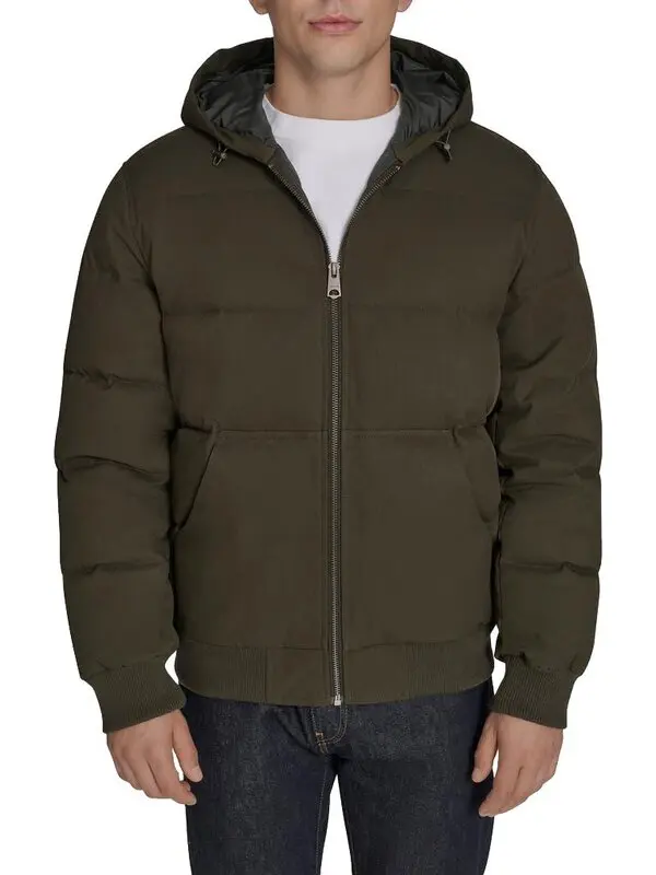 LEVI'S Quilted Puffer Hoodie Bomber Jacket - Olive