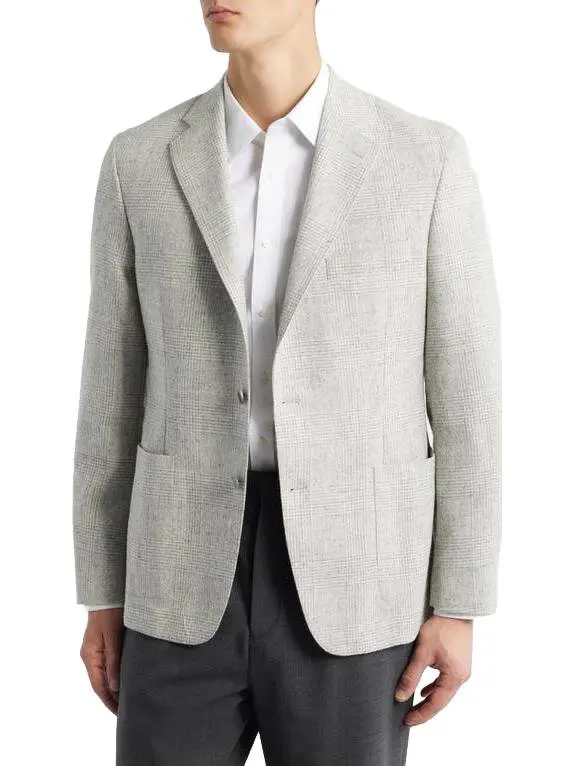 Vince Icon Relaxed-fit Glen Check Alpaca-blend Sport Coat - Cream/grey