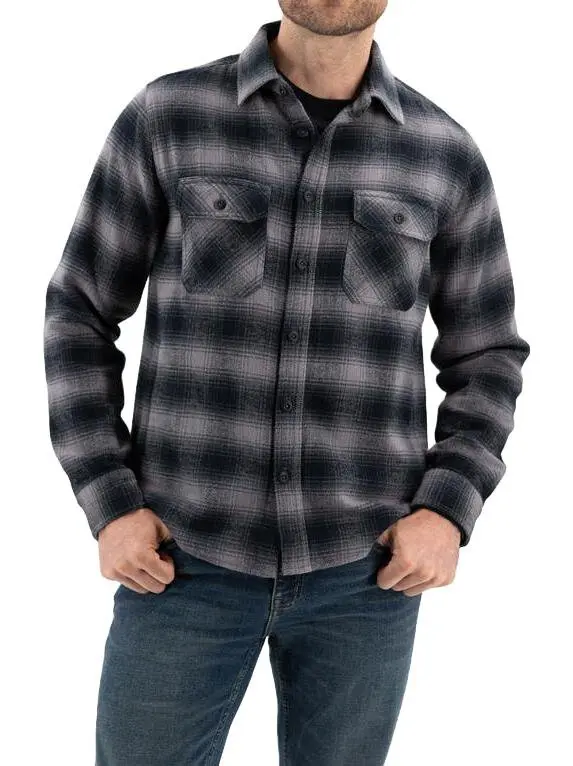 DEVIL-DOG DUNGAREES Plaid Cotton Flannel Cpo Shirt Jacket - Charcoal