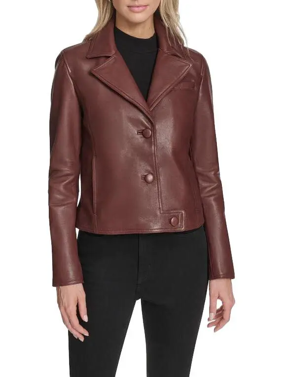 Andrew Marc Paluma Leather Jacket - Ruby