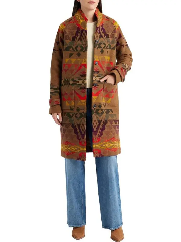 Pendleton Autumn Birch Archive Virgin Wool Blend Blanket Coat - Autumn Birch Brown