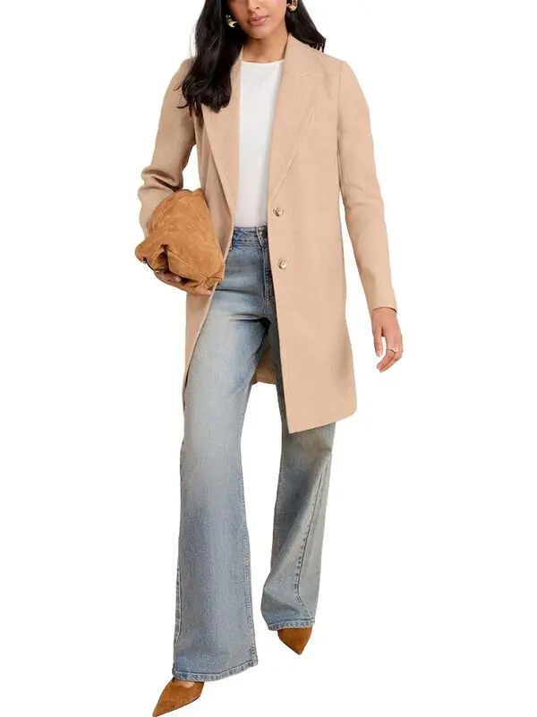 FRIENDS LIKE THESE Peaked Lapel Front Snap Coat - Neutral