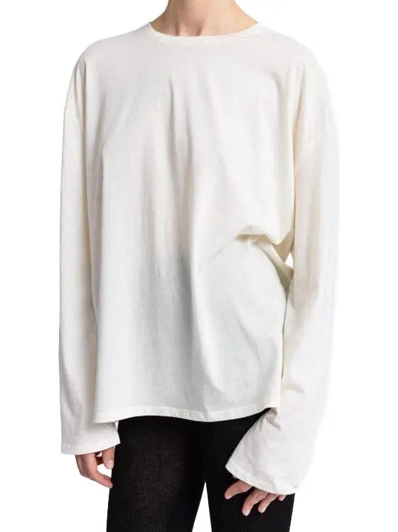 ALAS Silk Wool Blend Long Sleeve T-shirt - Cream