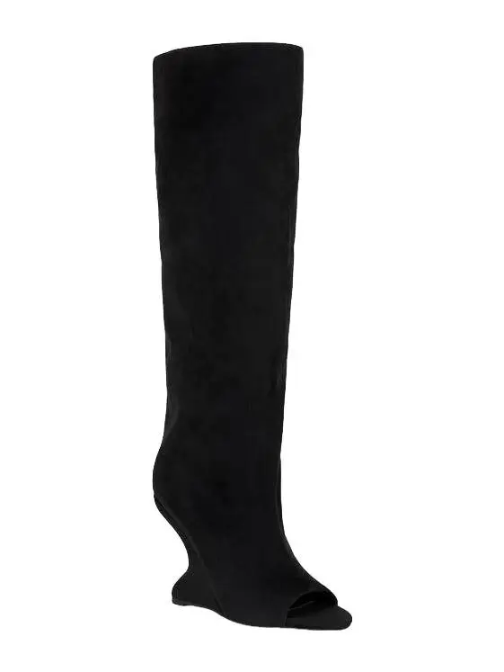 AZALEA WANG Vincent Peep-toe Wedge Boots - Black