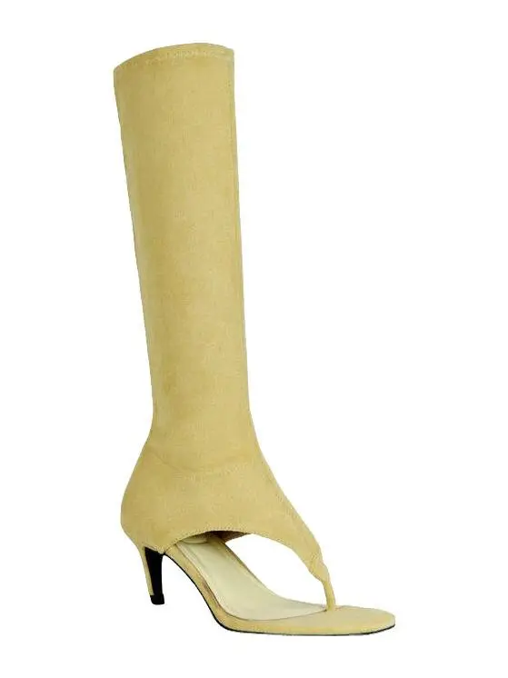 AZALEA WANG Cecile Cutout Stiletto Sandal Boot - Mustard