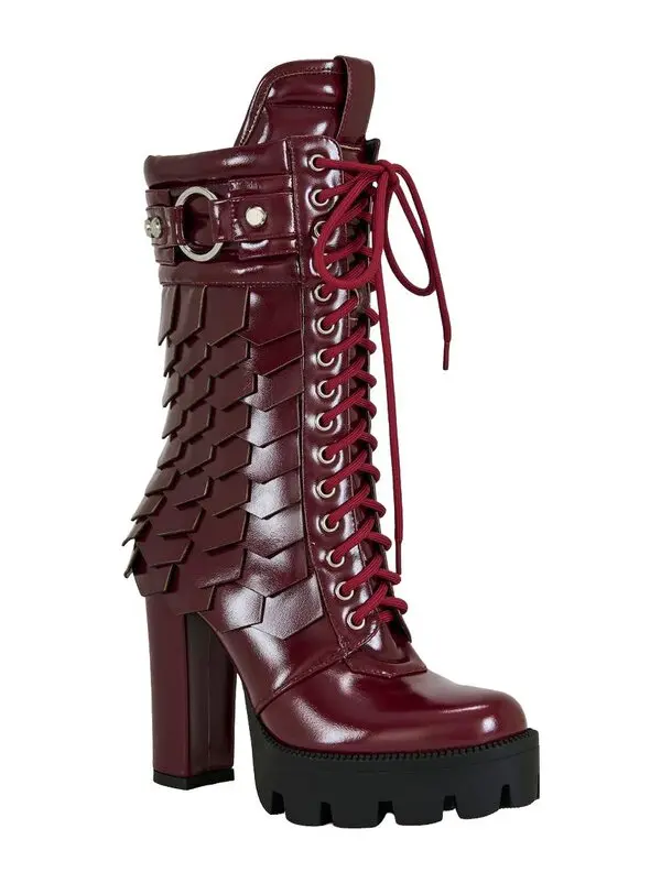 AZALEA WANG Gernot Platform Bootie - Burgundy