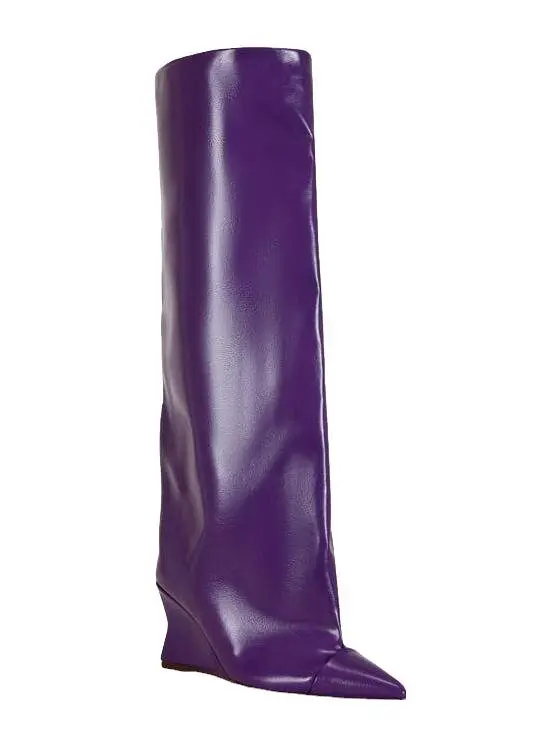 AZALEA WANG Kenya Wedge Boots - Purple