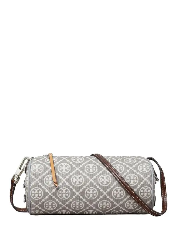 Tory Burch T Monogram Utility Cylinder Shoulder Bag - Gray
