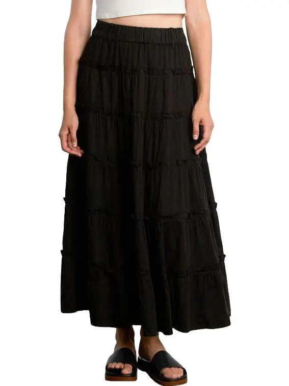 BILLY T Floral Print Maxi Skirt - Black Lake