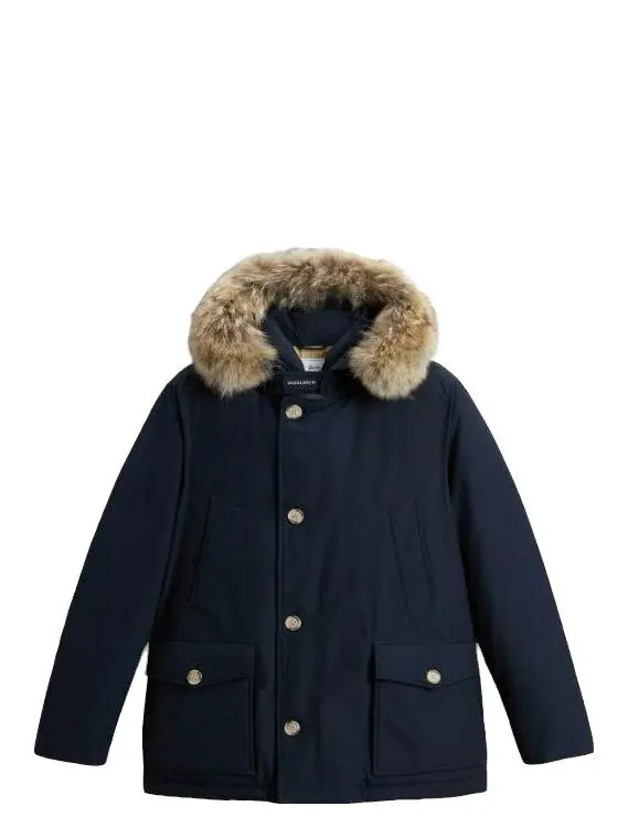 Woolrich Ramar Cloth Down Parka With Fur Trim - Blue