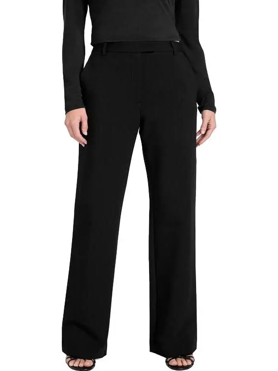Guess Emy High Waist Straight Leg Trousers - Black-black