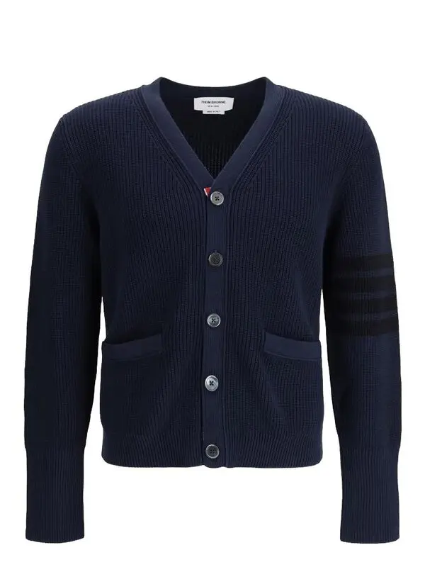 Thom Browne V-neck Cotton Cardigan - Blue