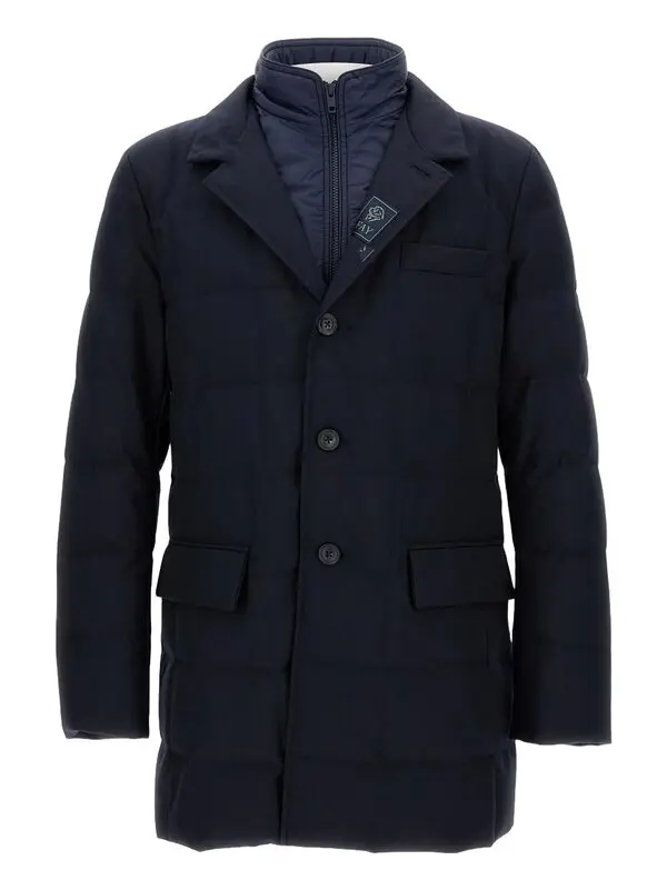 FAY Double-breasted Down Jacket - Blue