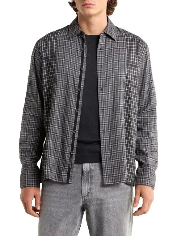 Rag & Bone Dalton Patchwork Cotton Blend Flannel Button-up Shirt - Black/white