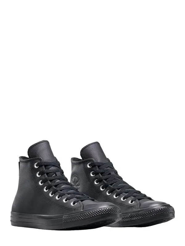 CONVERSE Chuck Taylor® All Star® Water Repellent Leather High Top Sneaker - Black/black/black