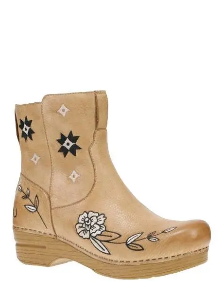 Dansko X Jenni Earle Embroidered Platform Boots - Honey Distressed