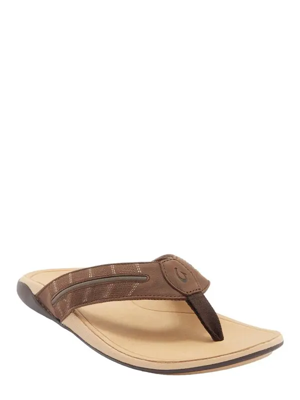 Olukai Tuahine Waterproof Flip-flop - Dark Java /golden Sand