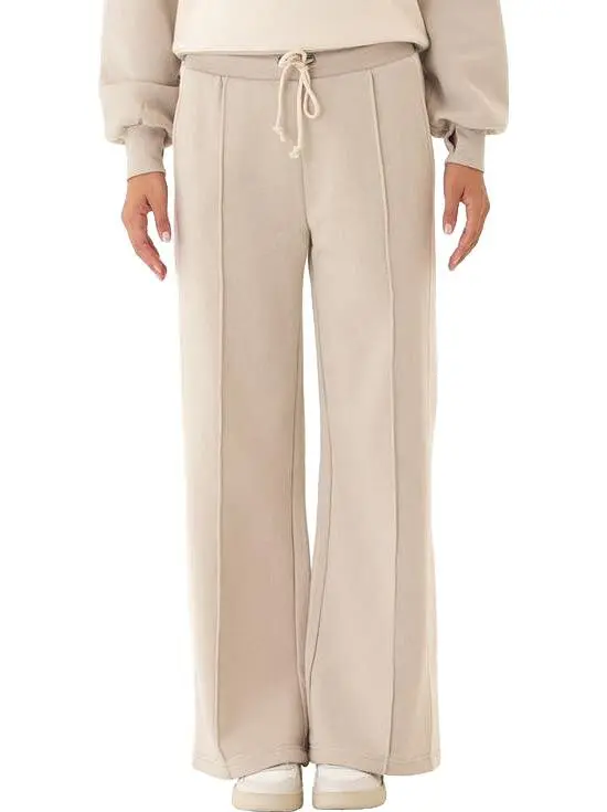 THREADS 4 THOUGHT Tricia Fleece Wide Leg Drawstring Pants - Oatmeal/tapioca