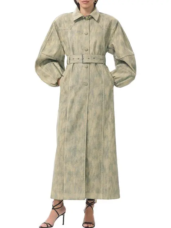 AFRM Carrington Denim Trench Coat - Custard Cream