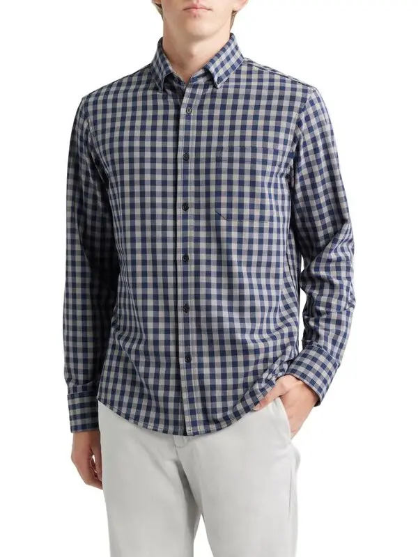 Mizzen+main City Flannel Trim Fit Plaid Button-down Shirt - Nickel Hayes Gingham