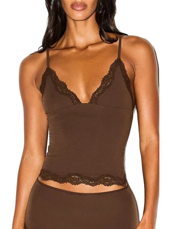 SKIMS Fits Everybody Lace Triangle Camisole - Espresso