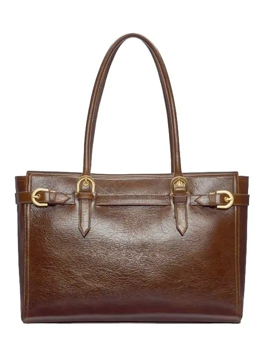 REFORMATION Dominique Leather Tote - Mocha Leather