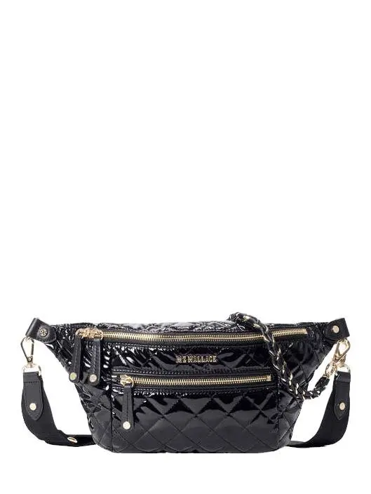 Mz Wallace Small Crosby Quilted Nylon Convertible Bag - Black Lacquer