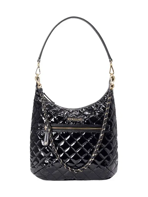 Mz Wallace Crosby Sienna Quilted Nylon Shoulder Bag - Black Lacquer