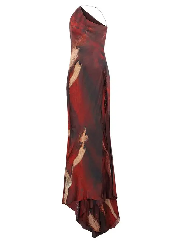 Roberto Cavalli Al Fresco Printed Trumpet Gown - Rosso