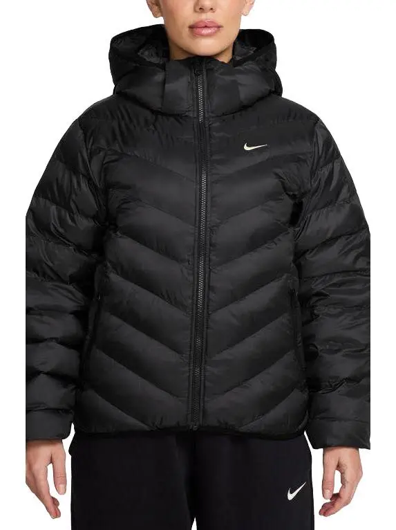 Nike Sportswear Therma-fit Water-resistant Puffer Jacket With Removable Hood - Black/sail