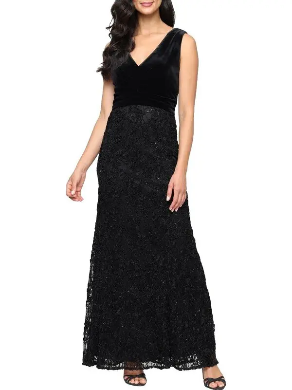 Alex Evenings Embellished Sleeveless Mermaid Gown - Black