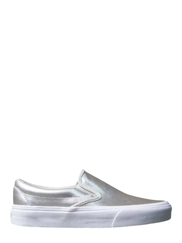 VANS Classic Metallic Leather Slip-on Sneakers - Silver/true White