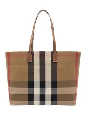 Burberry London Check Canvas Medium Tote - Beige