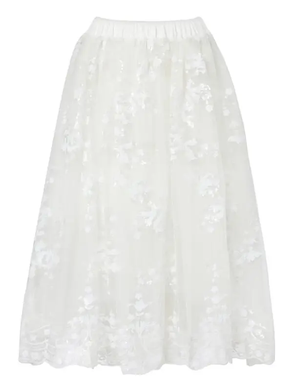 Simone Rocha Sequined Tulle Midi Skirt - White