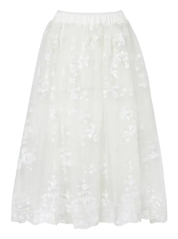 Simone Rocha Sequined Tulle Midi Skirt - White